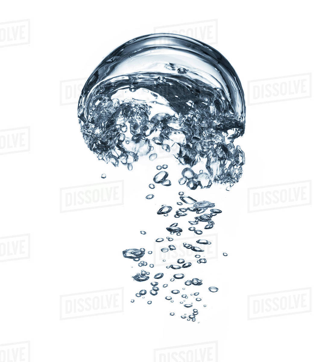 Transparent liquid and bubbles rising against white background - Stock ...