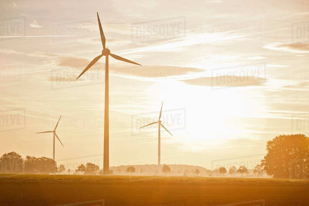 Wind turbines in rural landscape - Stock Photo - Dissolve
