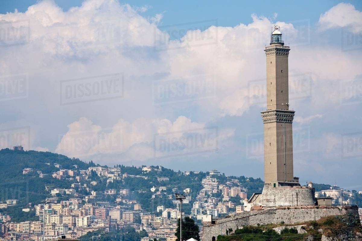 Tower overlooking coastal city - Royalty-free Stock Photo | Dissolve