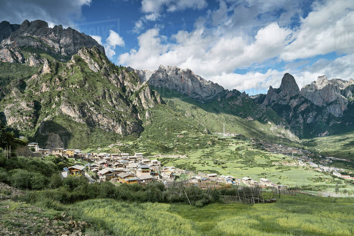 Mountain ranges, Zhagana, Gansu Province, China - Royalty-free Stock ...