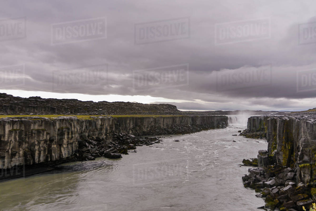 Hafragilsfoss waterfall, next to Detifoss, Iceland - Stock Photo - Dissolve