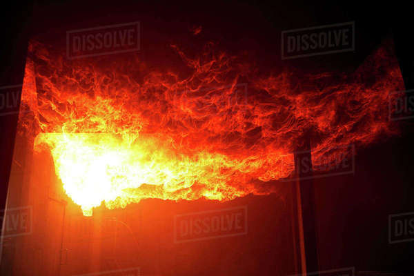 Fire raging inside building - Royalty-free Stock Photo | Dissolve