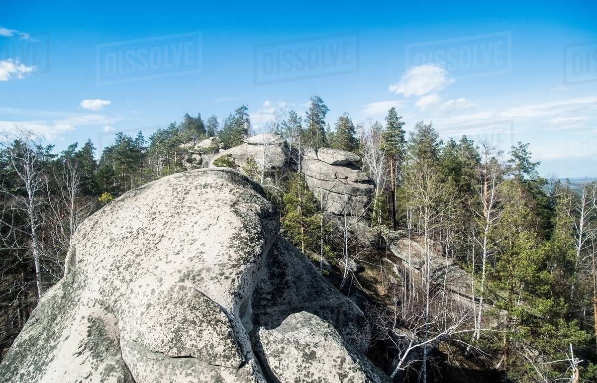 Elevated view of rock formation and forest - Royalty-free Stock Photo ...