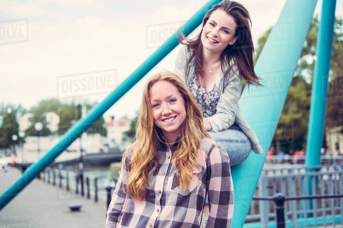 Portrait of two smiling young female best friends - Royalty-free Stock ...