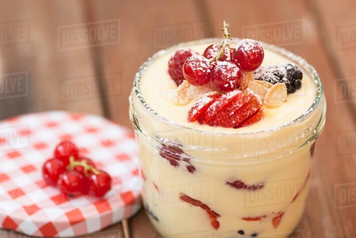 Pot of custard with fruit - Royalty-free Stock Photo | Dissolve