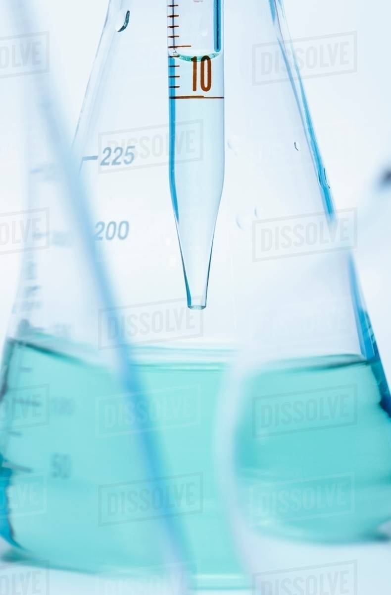 Graduated pipette dropping liquid into Erlenmeyer flask - Royalty-free ...