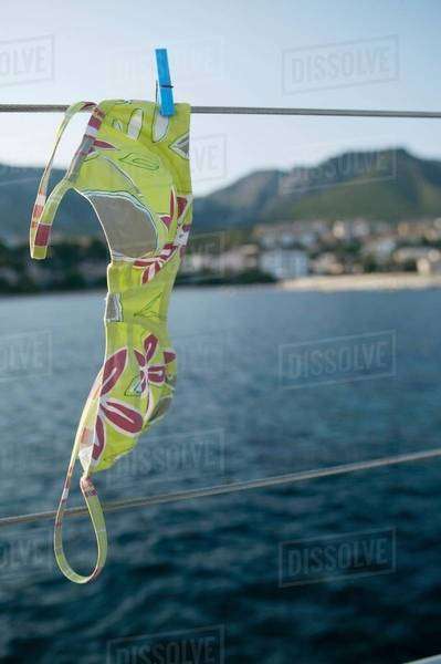 Bikini top on line, aboard sailing boat - Royalty-free Stock Photo ...