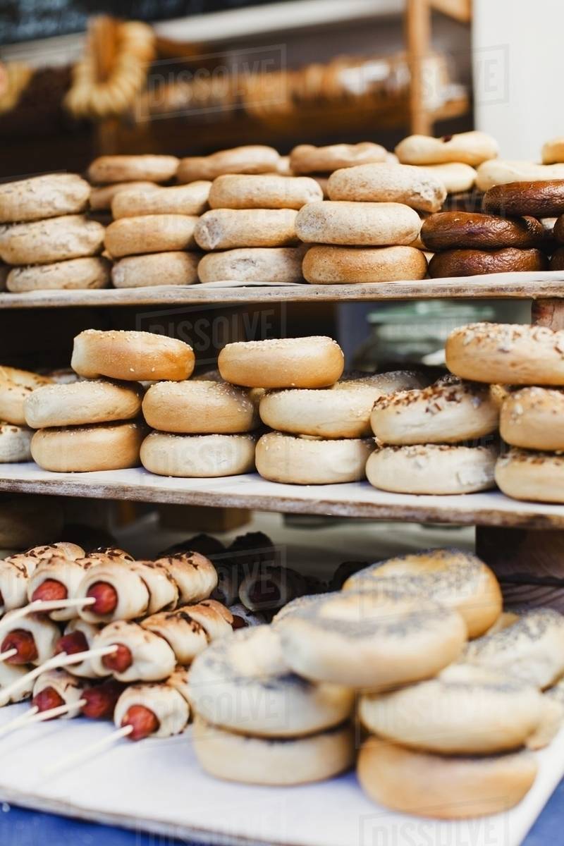 Bagels in bakery display - Royalty-free Stock Photo | Dissolve