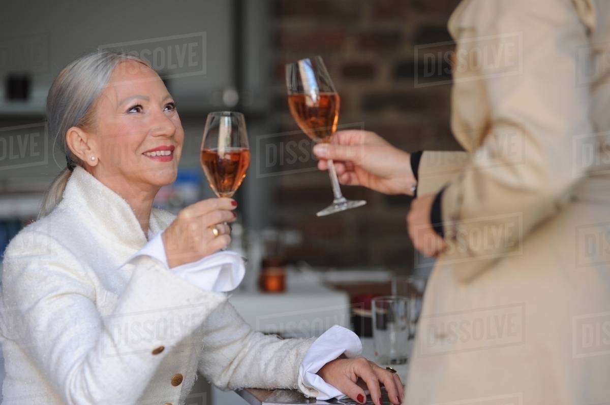 Older women toasting each other in cafe - Royalty-free Stock Photo ...