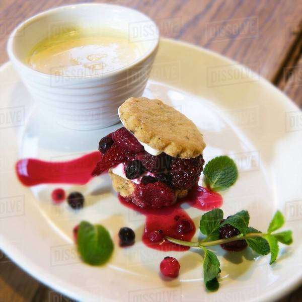 Plate of shortbread with fruits - Royalty-free Stock Photo | Dissolve