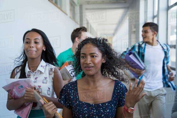 Students running down hallway, laughing - Royalty-free Stock Photo ...