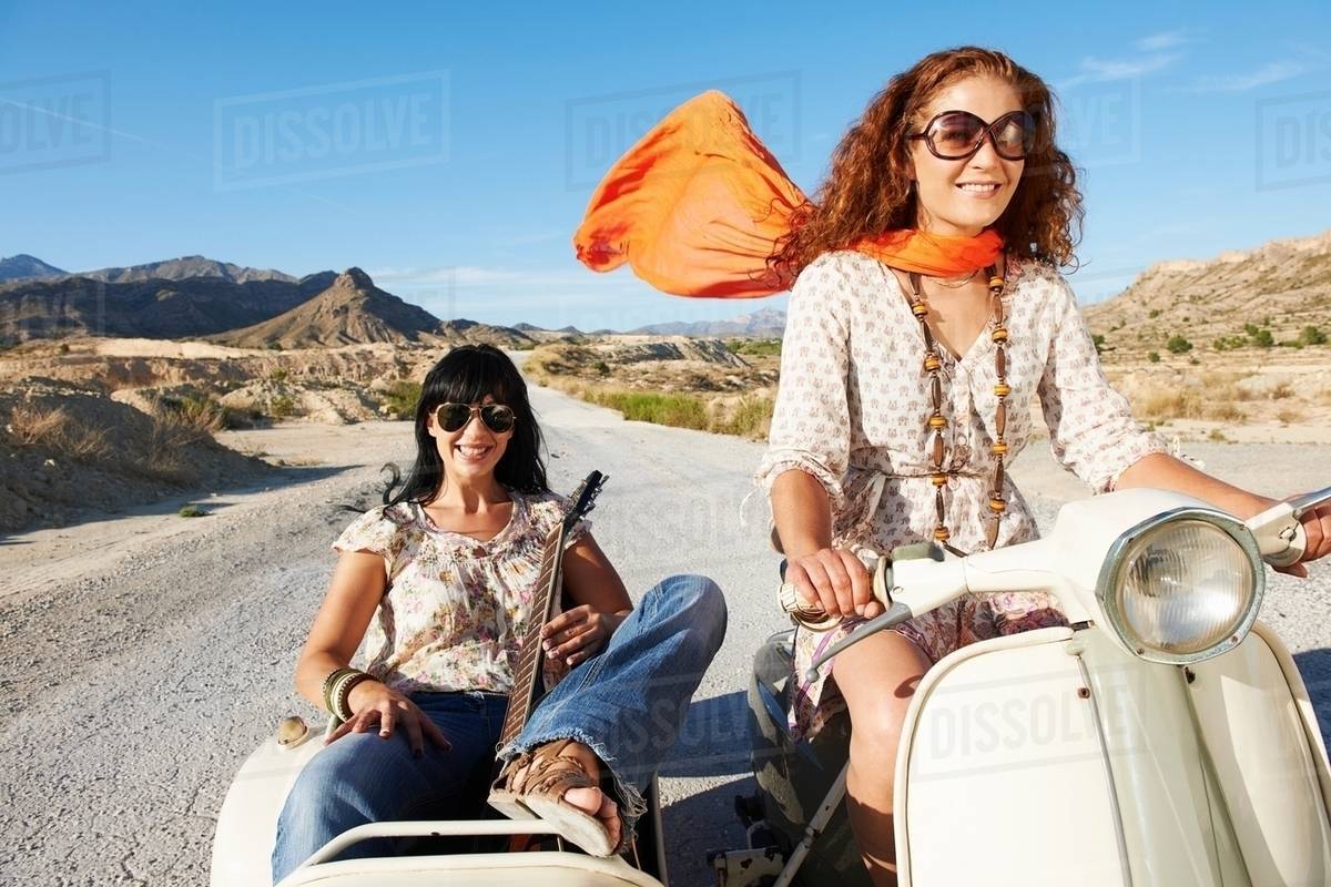 Women with motorbike and sidecar - Royalty-free Stock Photo | Dissolve