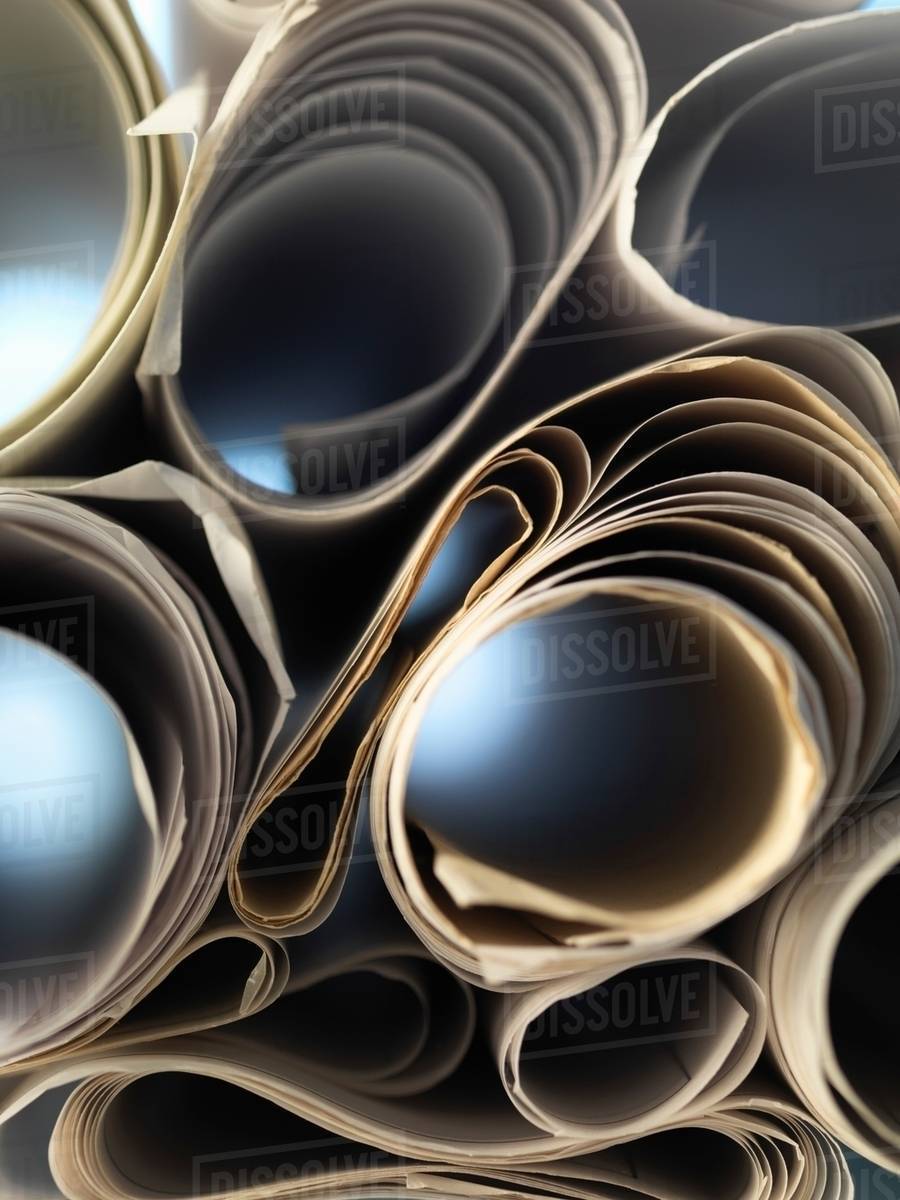 Full frame view through rolled up architectural drawings - Royalty-free ...