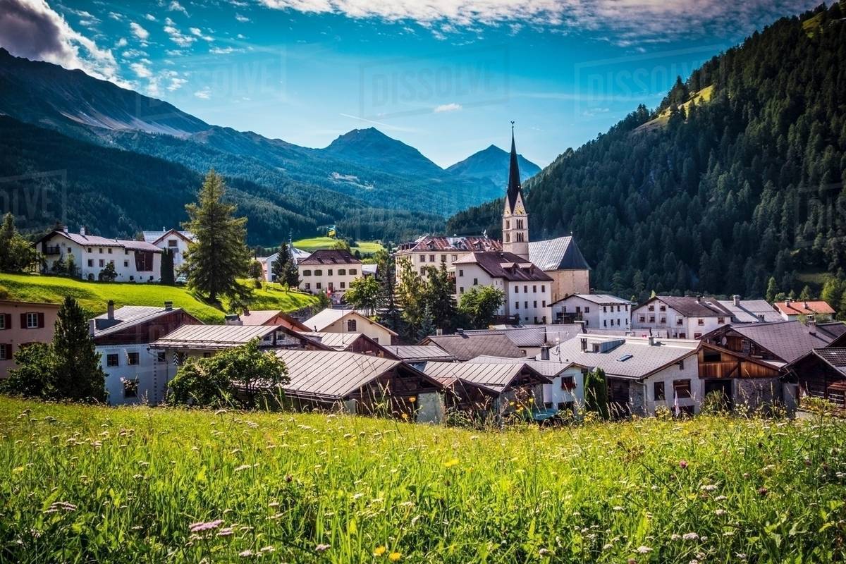 Valley town, Santa Maria Val Mustair, Switzerland - Royalty-free Stock ...