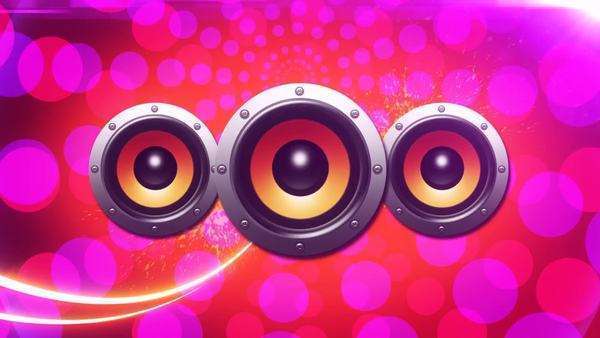 Motion background with the animation of speakers pumping out sound ...