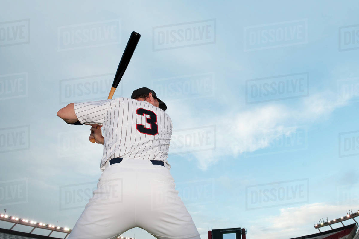 Baseball player preparing to bat, rear view - Royalty-free Stock Photo ...