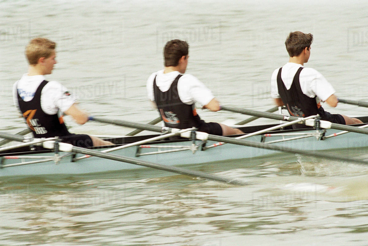 Rowing team on lake - Stock Photo - Dissolve
