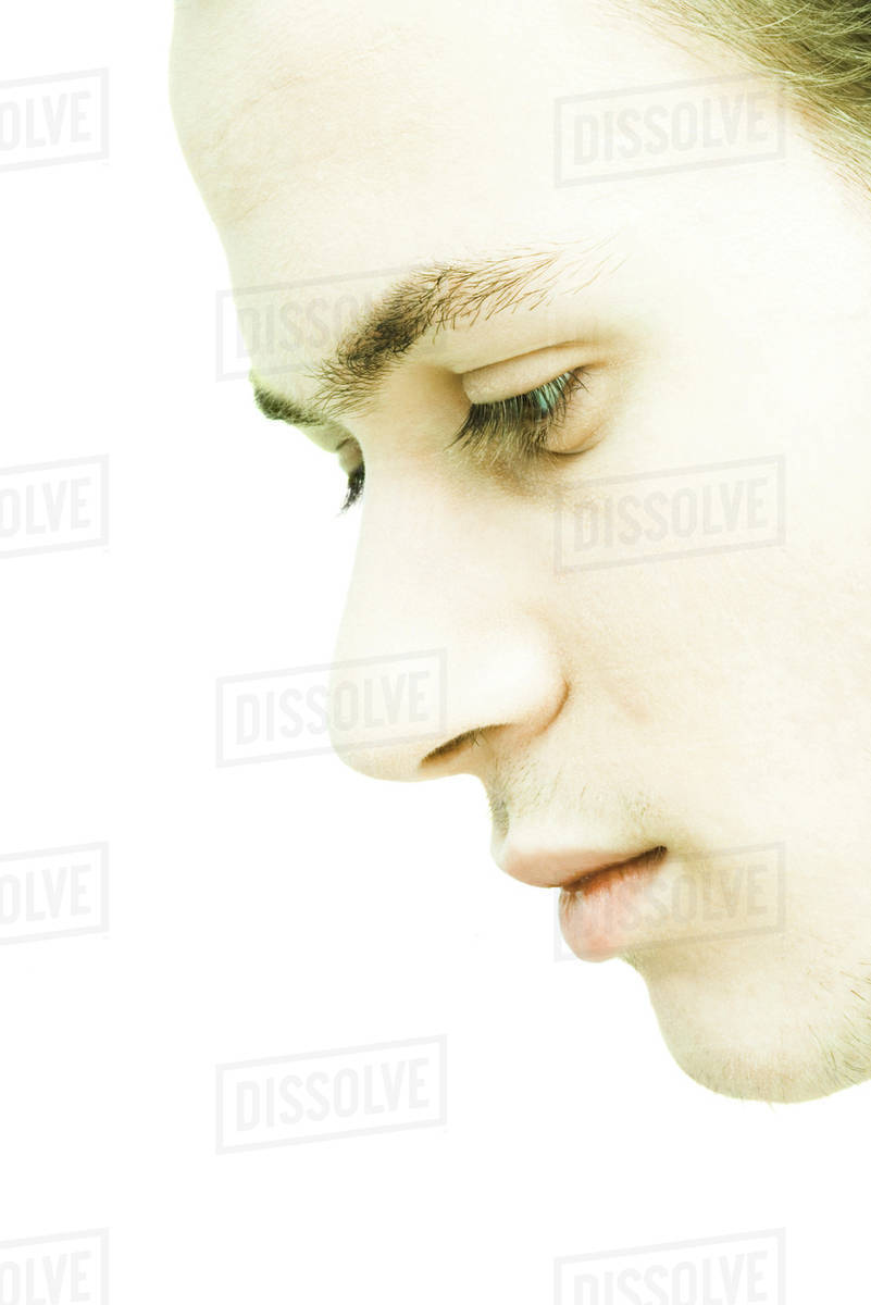 Young man's face, profile, extreme close-up - Royalty-free Stock Photo ...