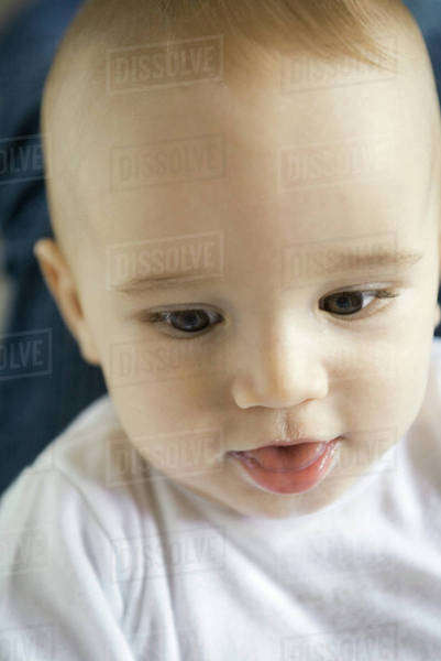 Baby with mouth open, close-up, headshot - Royalty-free Stock Photo ...