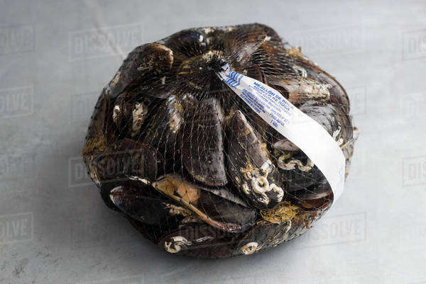 Sack of fresh mussels - Royalty-free Stock Photo | Dissolve