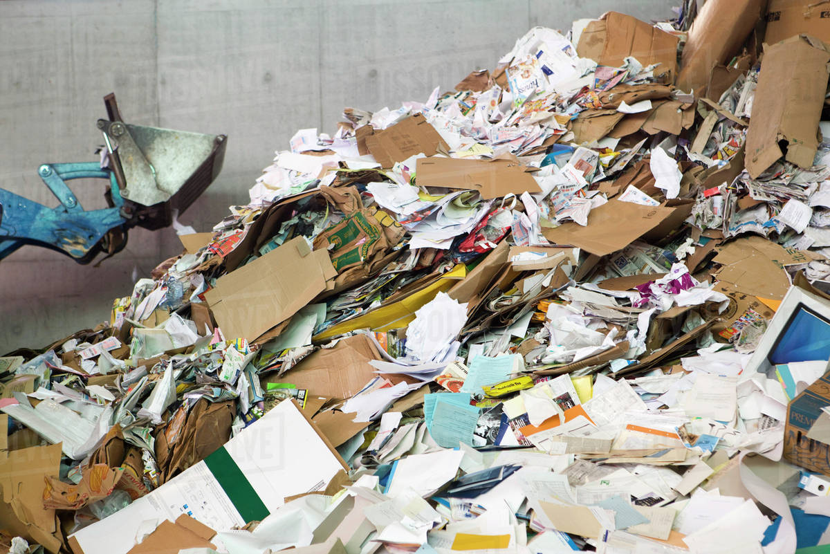 Large heap of paper and cardboard in recycling center - Royalty-free ...