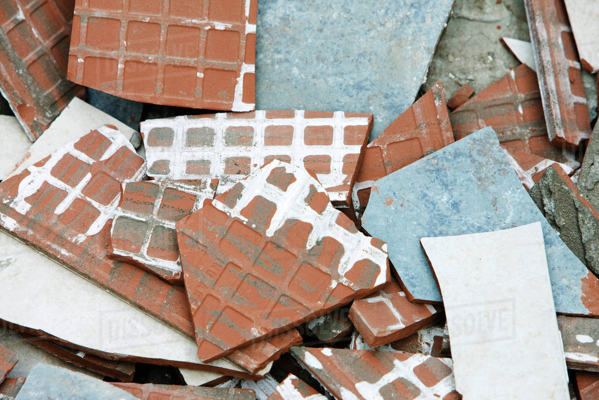 Construction rubble, broken tiles - Royalty-free Stock Photo | Dissolve