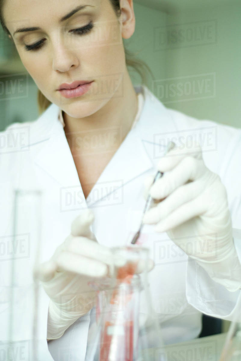 Young woman working in scientific laboratory - Royalty-free Stock Photo ...