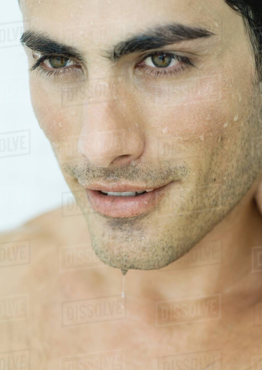 Man's wet face - Stock Photo - Dissolve