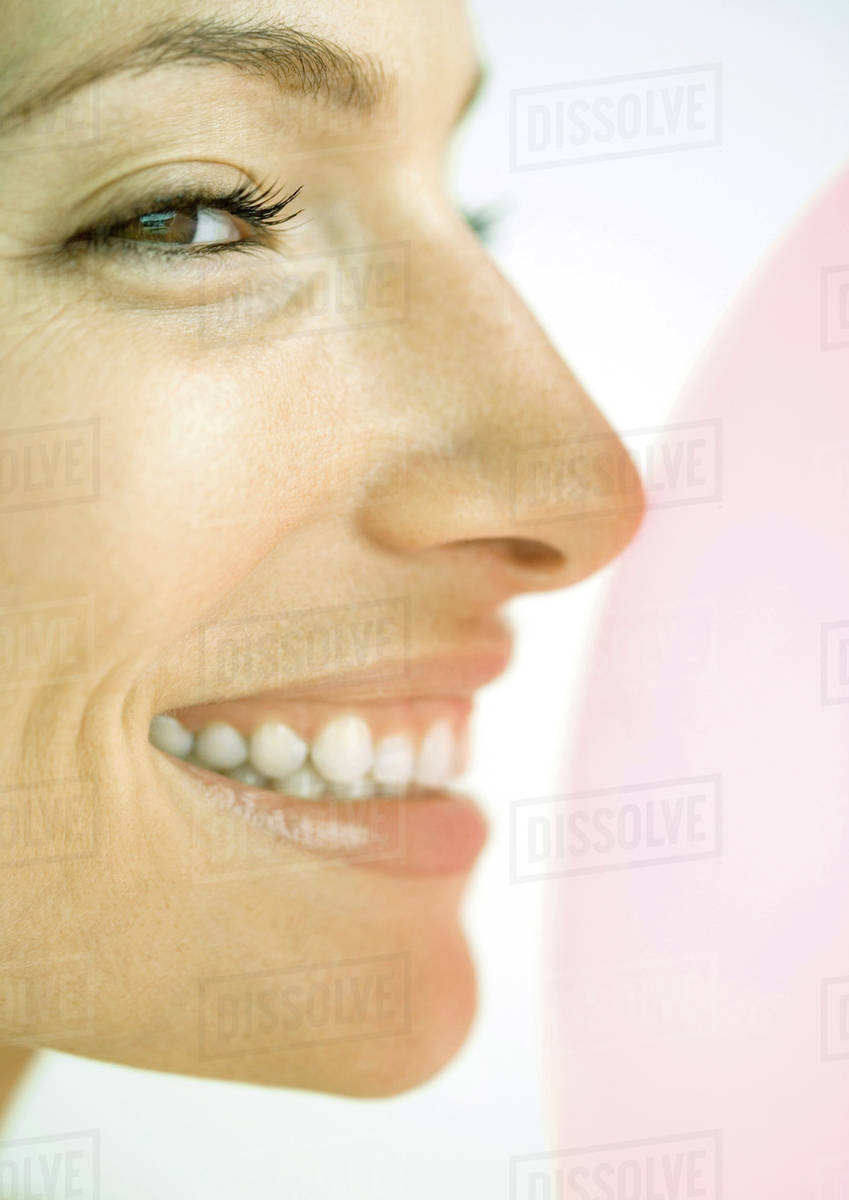 Woman smiling, close-up profile of face - Royalty-free Stock Photo ...