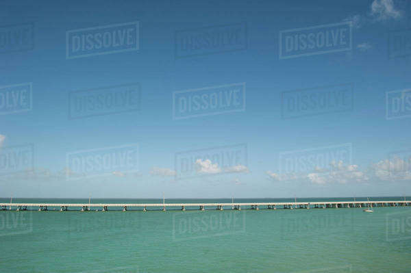The Seven Mile Bridge crosses the ocean in the Florida Keys, Florida ...