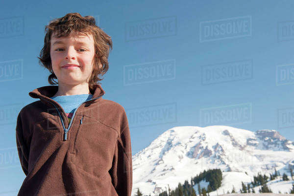 Boy at Mount Rainier National Park, Washington, USA - Stock Photo ...