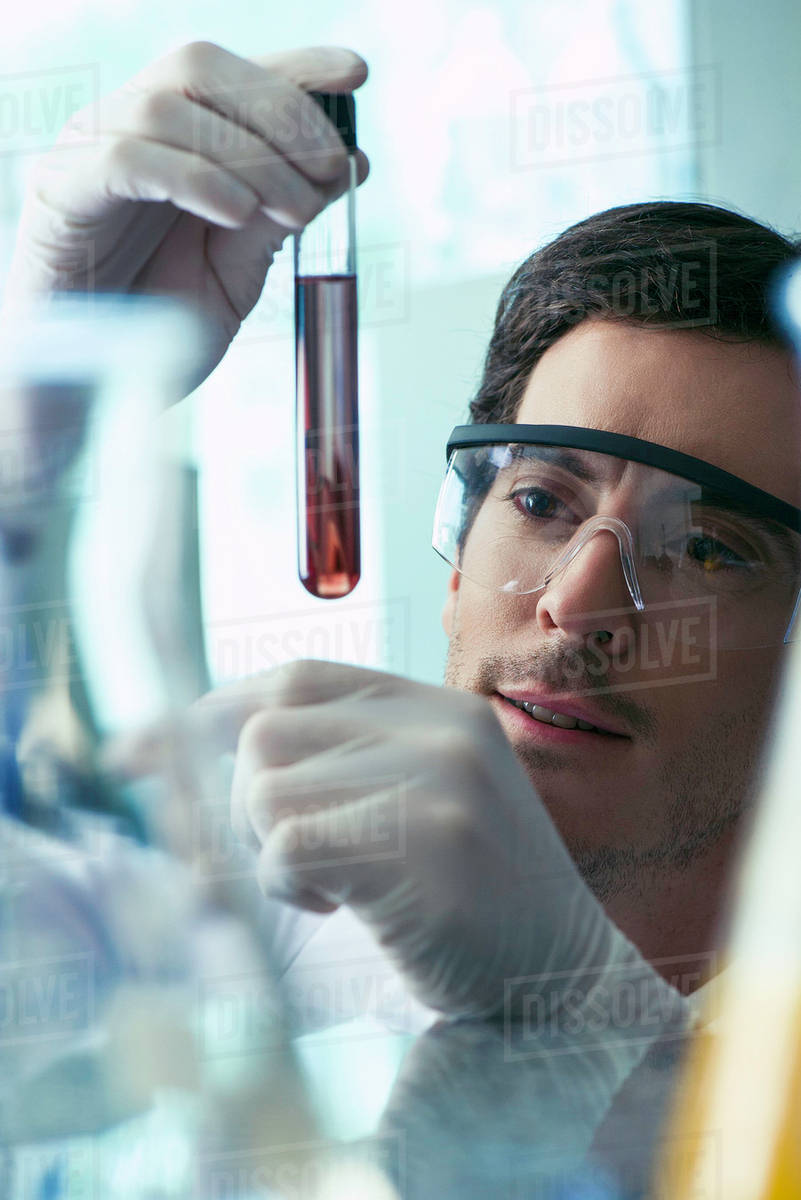Scientist conducting experiment in laboratory - Stock Photo - Dissolve