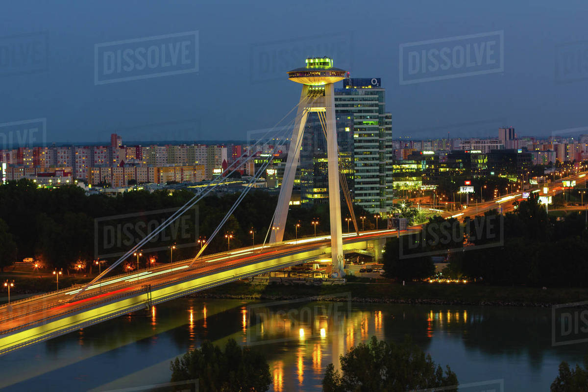 View of UFO Bridge with city - Stock Photo - Dissolve