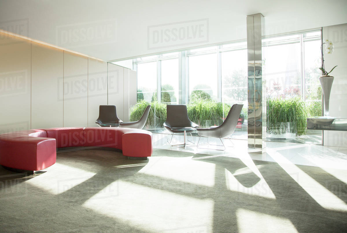 Empty lobby area in office - Stock Photo - Dissolve
