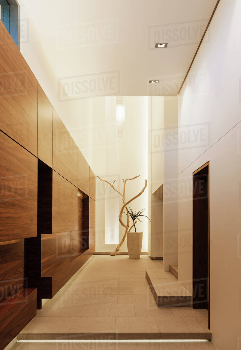 Wood paneling in modern corridor - Royalty-free Stock Photo | Dissolve