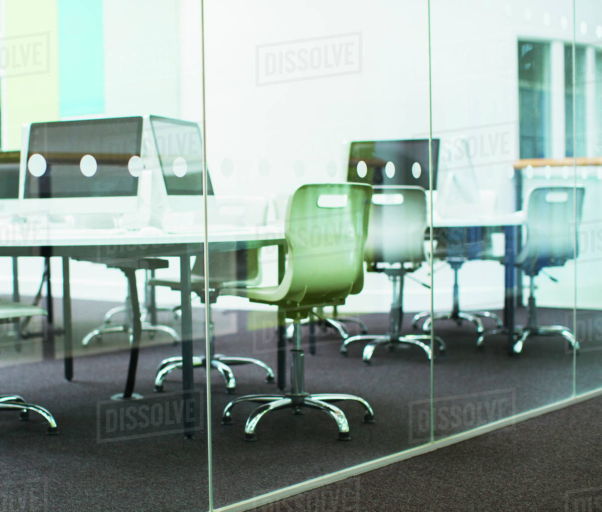 Empty classroom with modern glass walls - Royalty-free Stock Photo ...