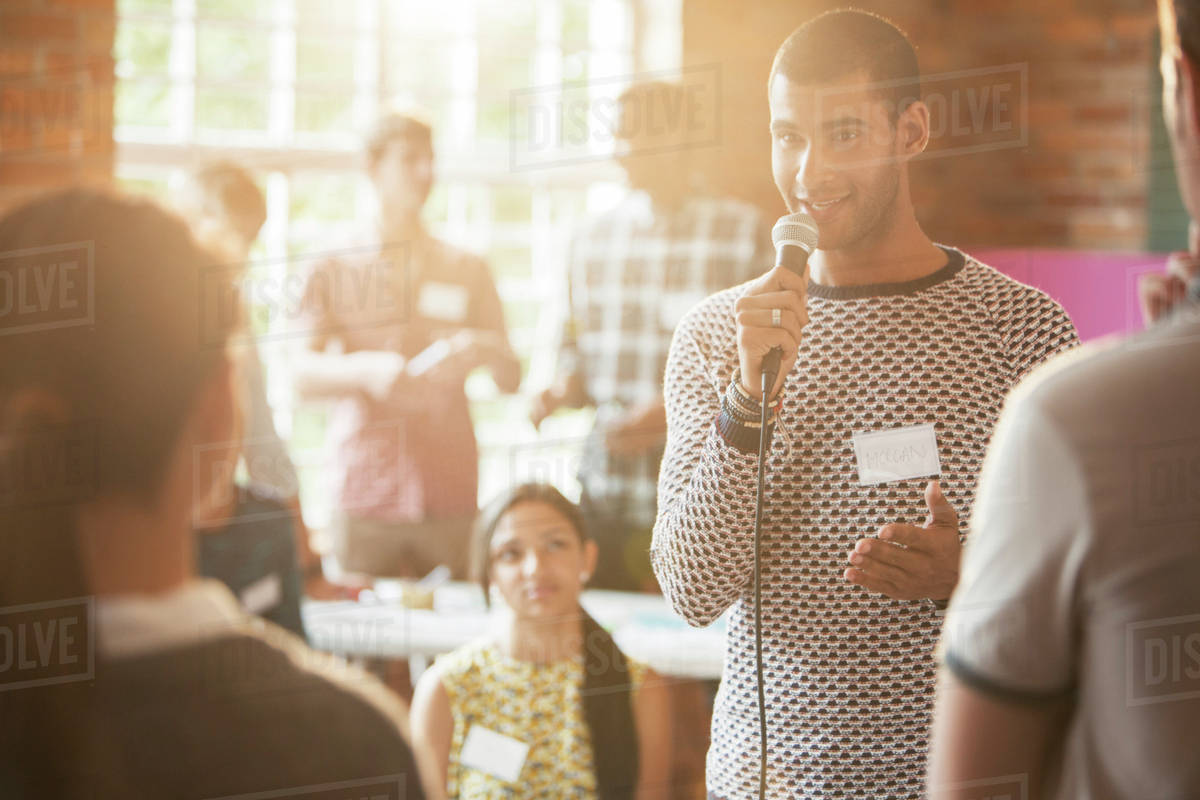 Audience listening to speaker at community center - Royalty-free Stock ...