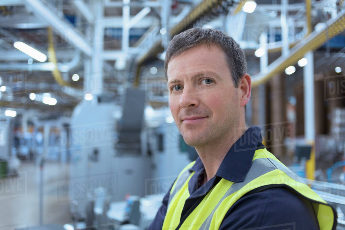 Close up portrait confident worker in factory - Royalty-free Stock ...