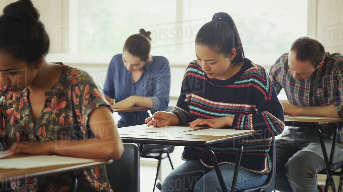 College Student Taking A Test