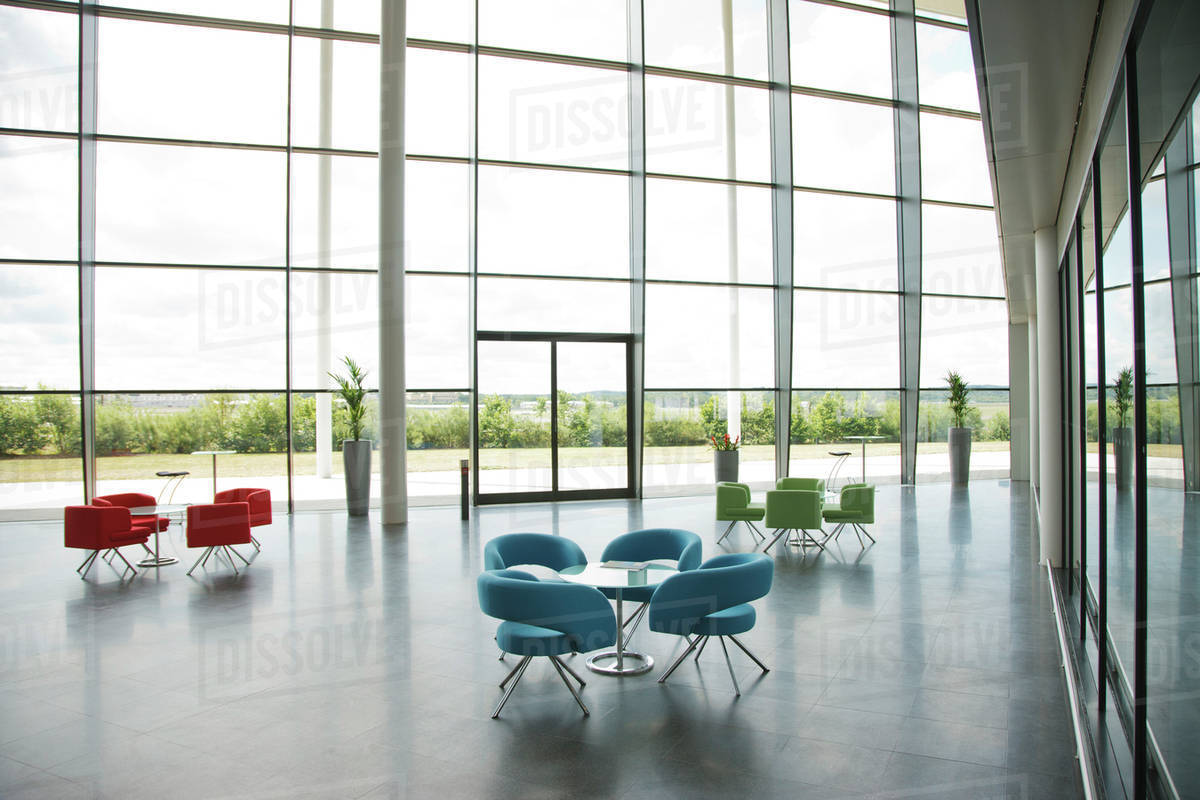 Chairs and tables in office lobby area - Royalty-free Stock Photo ...