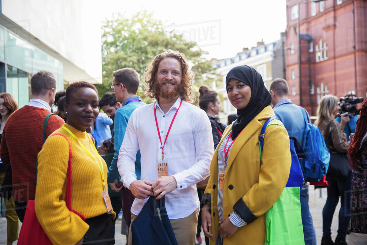 Portrait smiling business people at conference - Royalty-free Stock ...