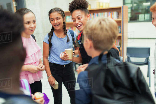 Junior high students talking, hanging out - Royalty-free Stock Photo ...