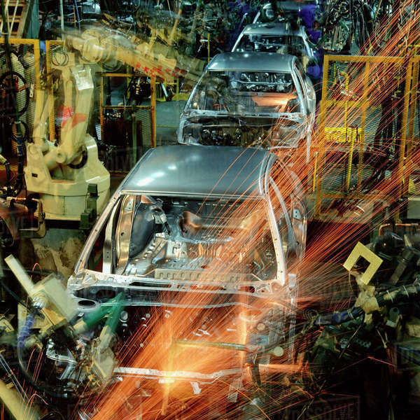 Malaysia, Kuala Lumpur, Proton auto factory, Proton cars on automated ...