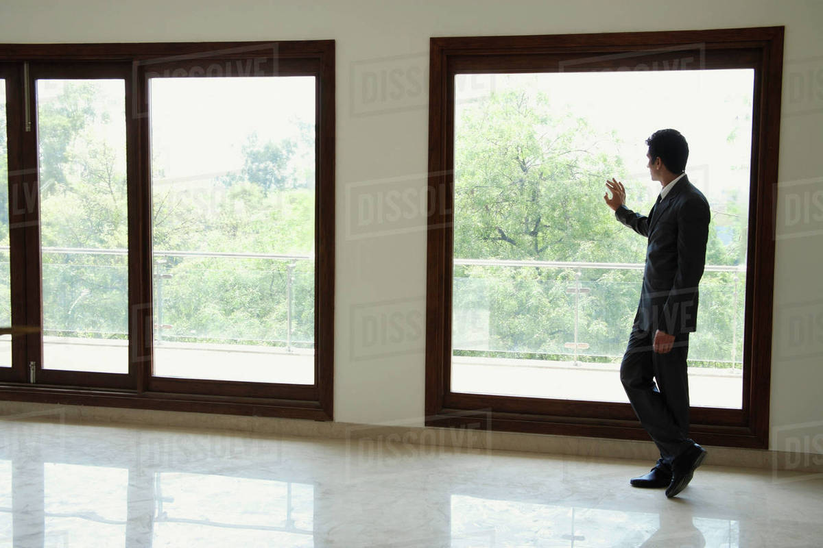 Businessman next to window - Stock Photo - Dissolve