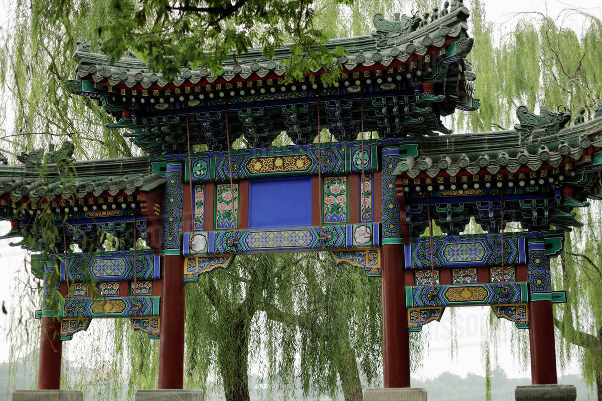 Old traditional Chinese gate in park, Beijing, China - Royalty-free ...