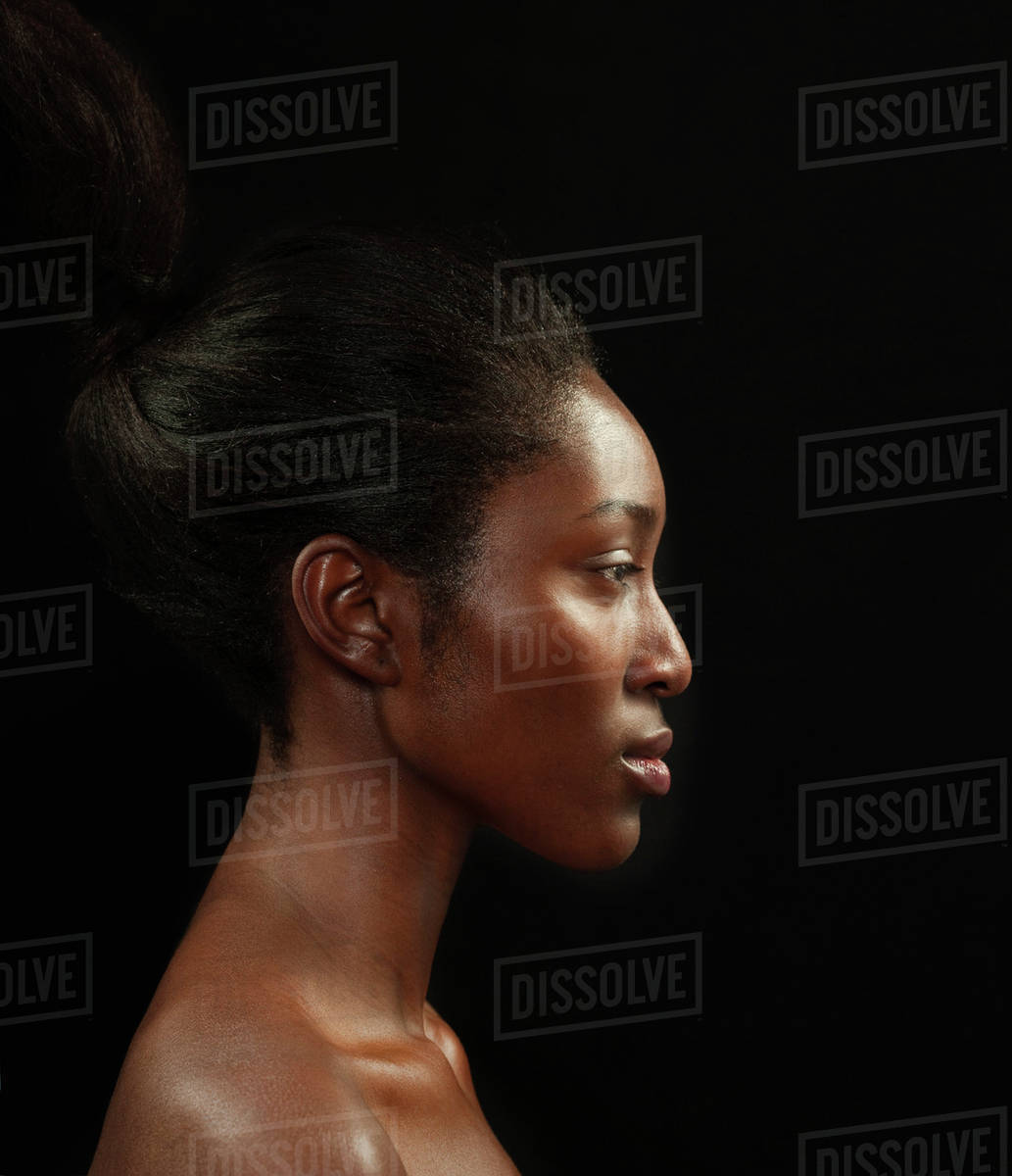 Profile, head and shoulders portrait of a beautiful woman - Stock Photo ...