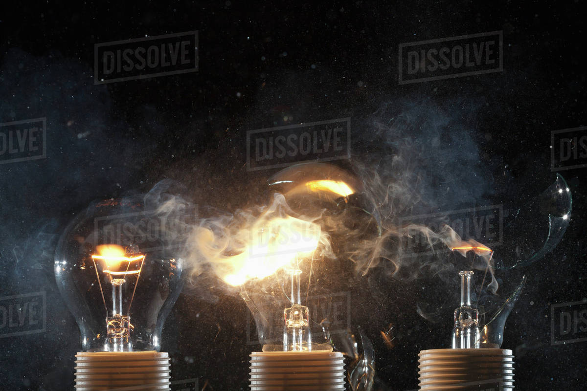 Burning and exploding light bulbs - Royalty-free Stock Photo | Dissolve
