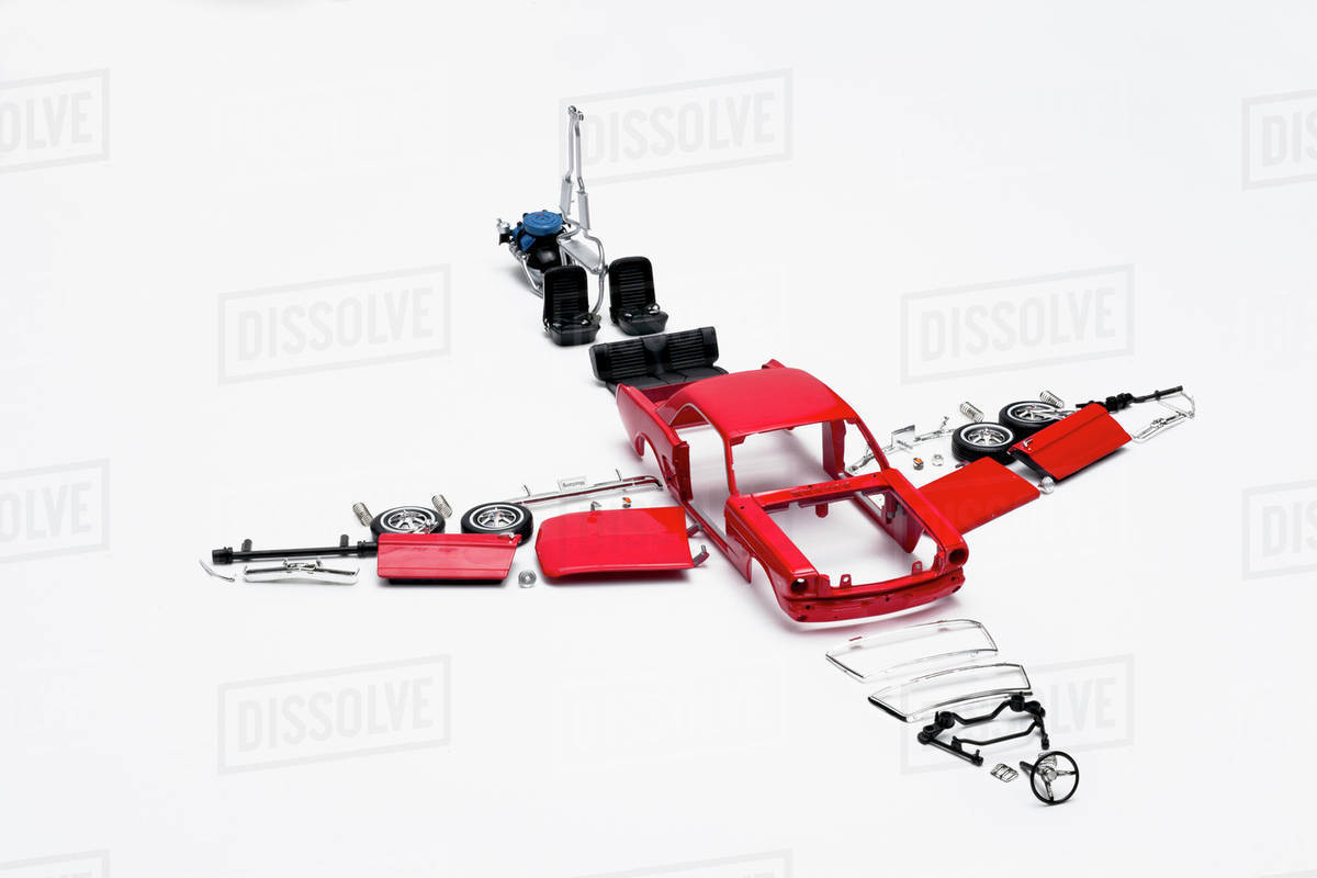 Parts of a model car arranged in the form of an airplane - Royalty-free ...