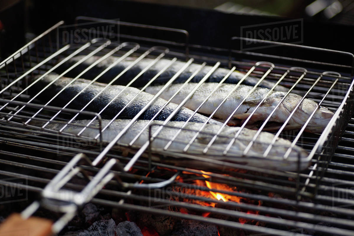 Fish on a barbeque grill - Royalty-free Stock Photo | Dissolve