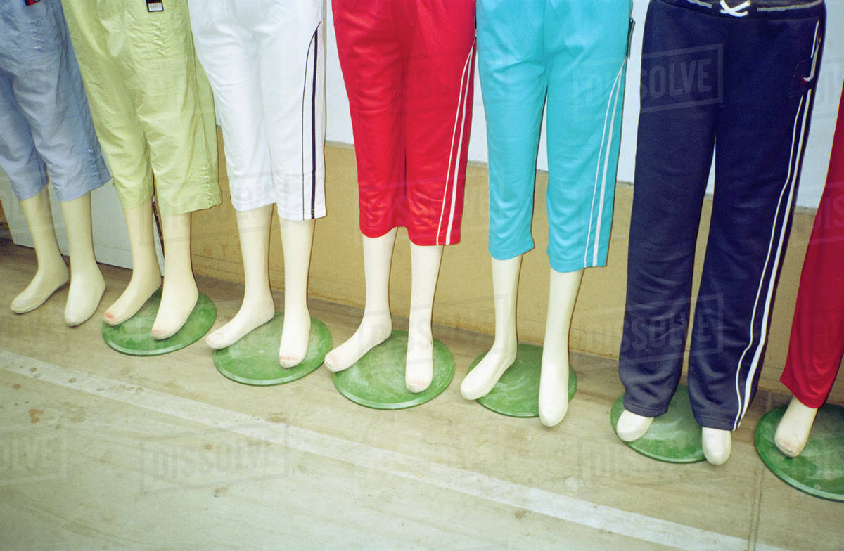 Display of mannequins wearing tracksuit shorts - Royalty-free Stock ...